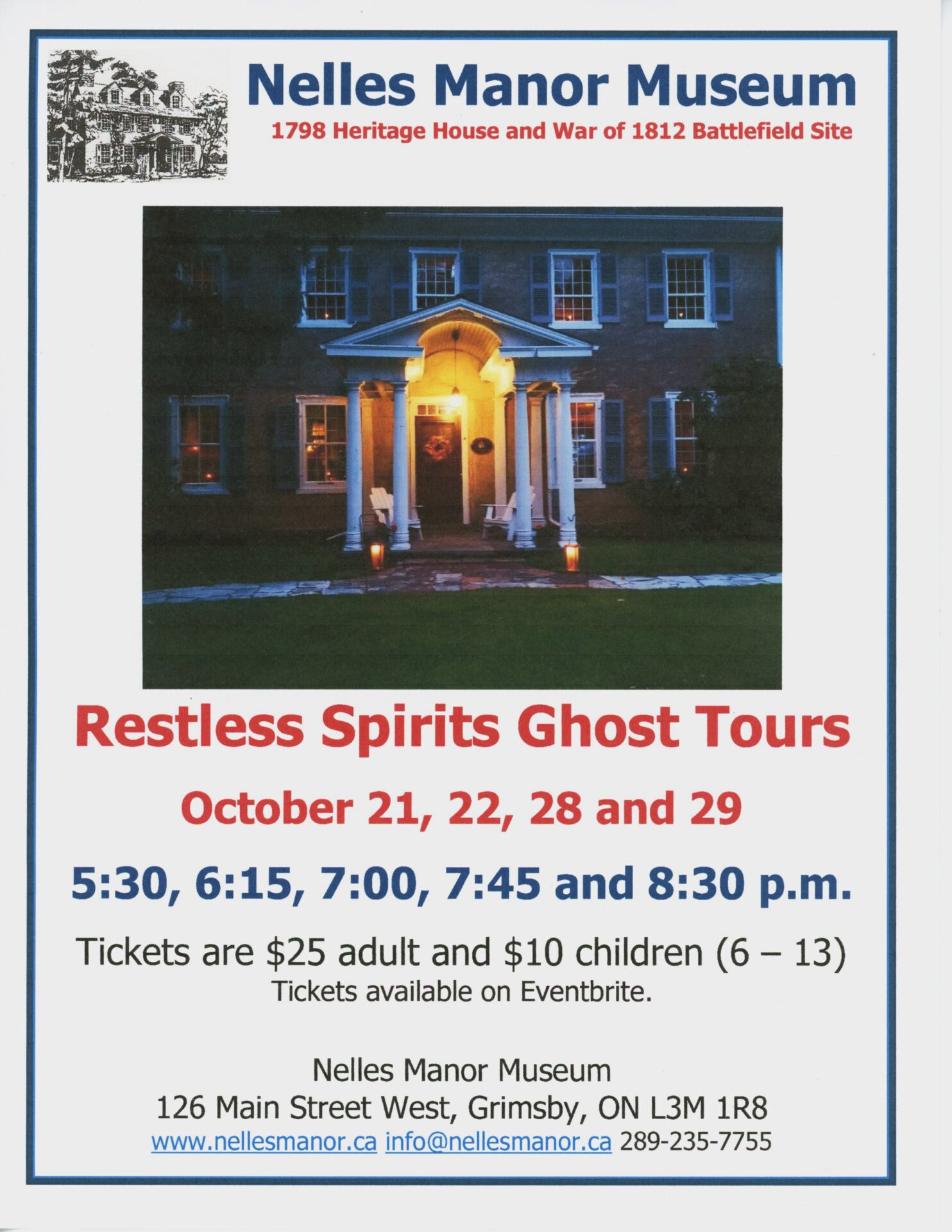 Restless Spirits Ghost Tours at Nelles Manor Museum - Historic Places Days