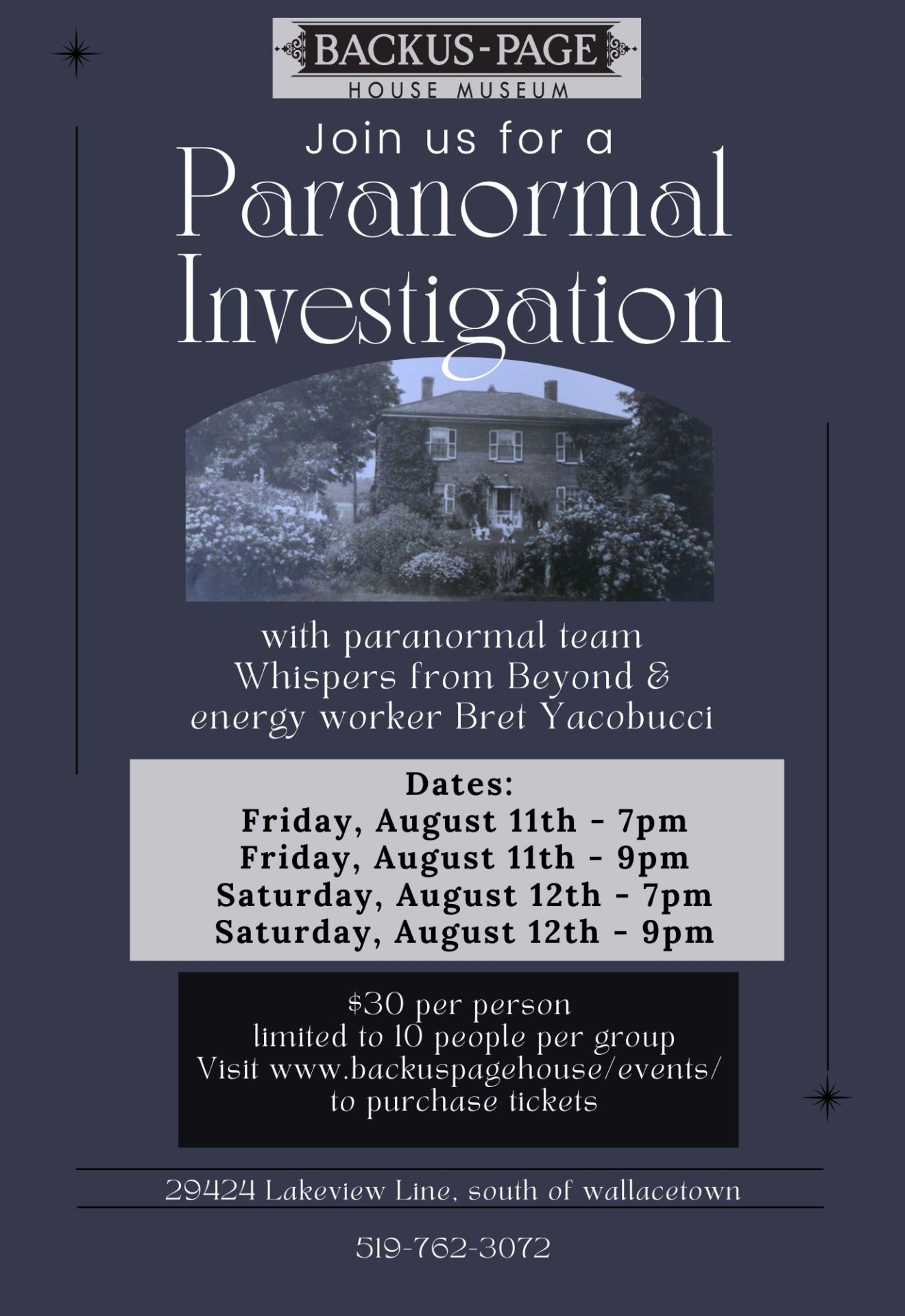 Paranormal Investigation - Historic Places Days