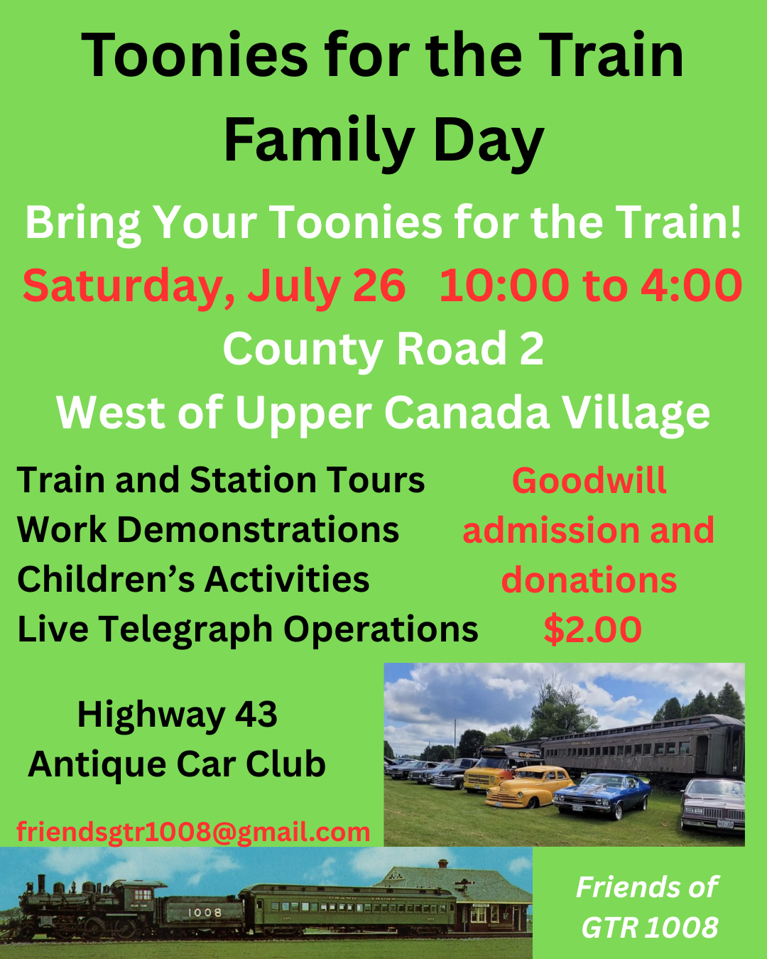 Toonies for the Train - Historic Places Days