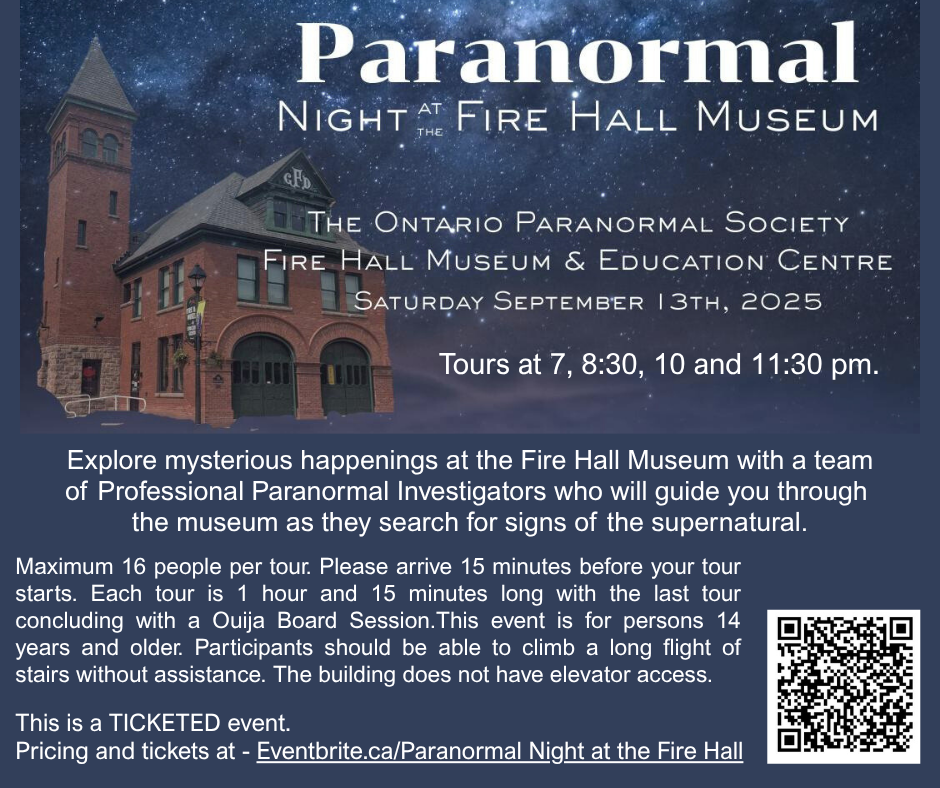 Paranormal Night at the Fire Hall Museum - Historic Places Days